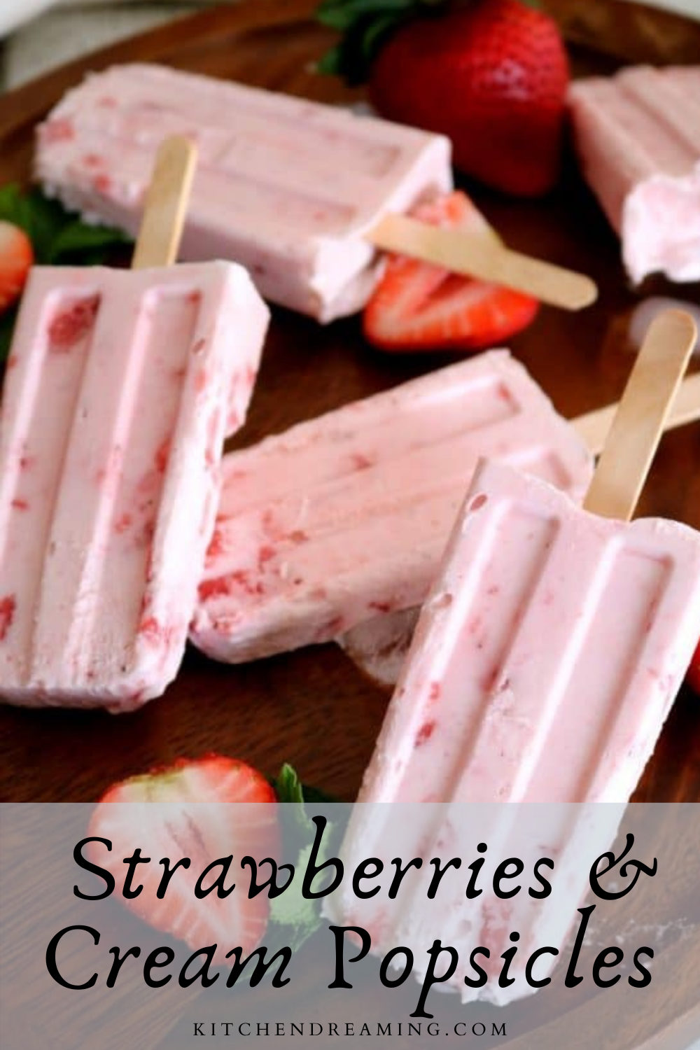 Strawberry Cream Popsicles | Kitchen Dreaming