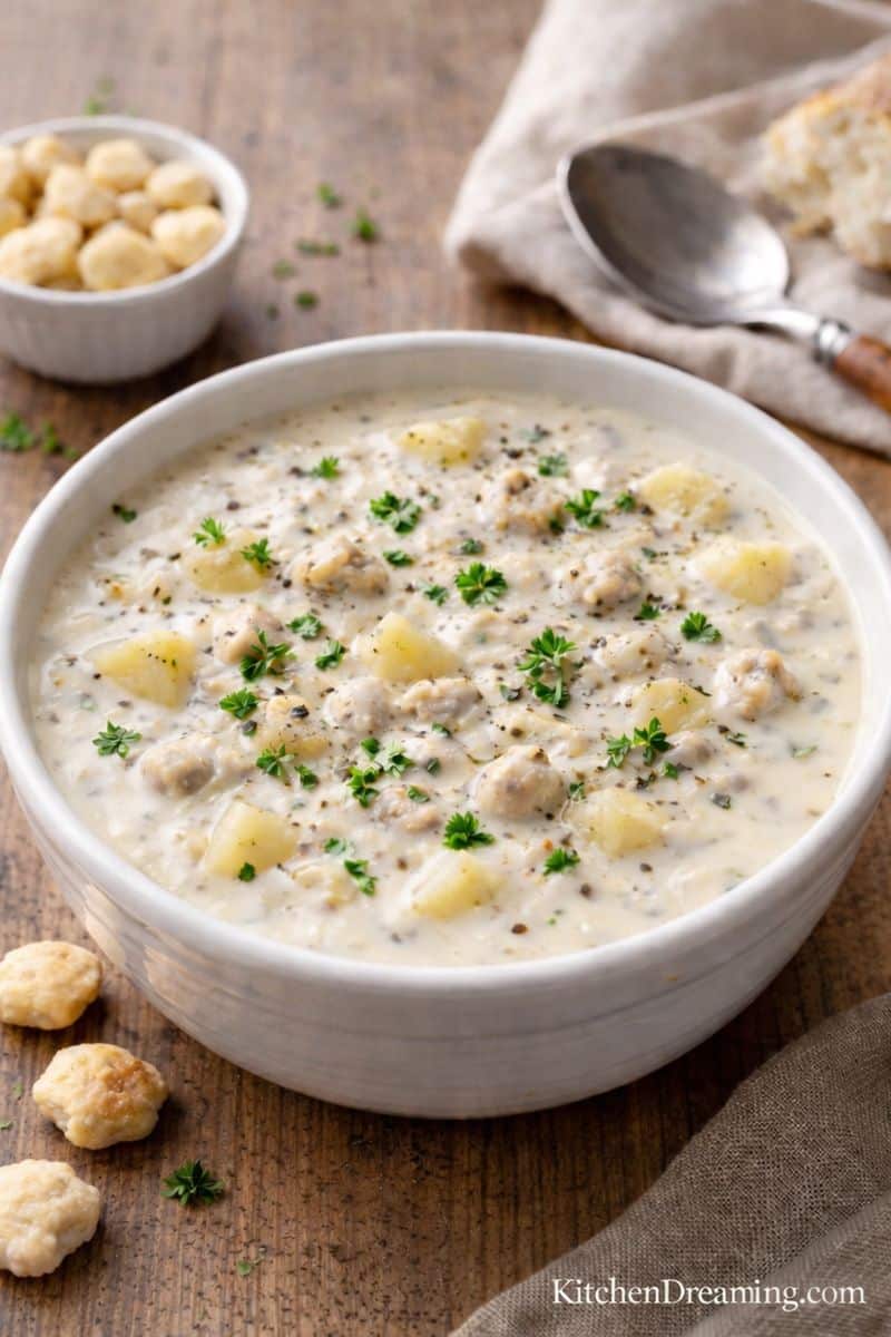 Creamy New England Clam Chowder Without Bacon (Classic Flavor, Ready in ...